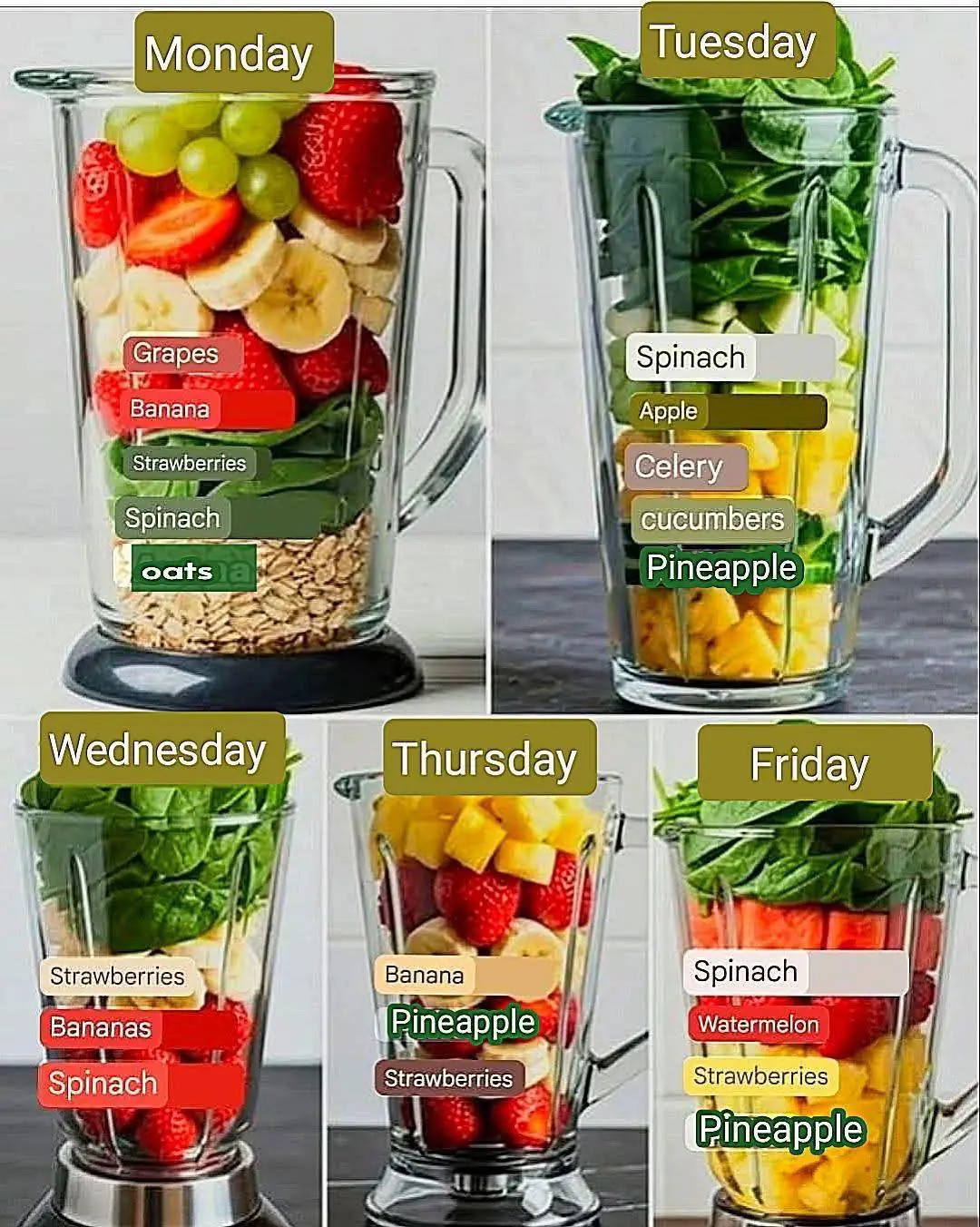 Smoothie Recipes for the Week