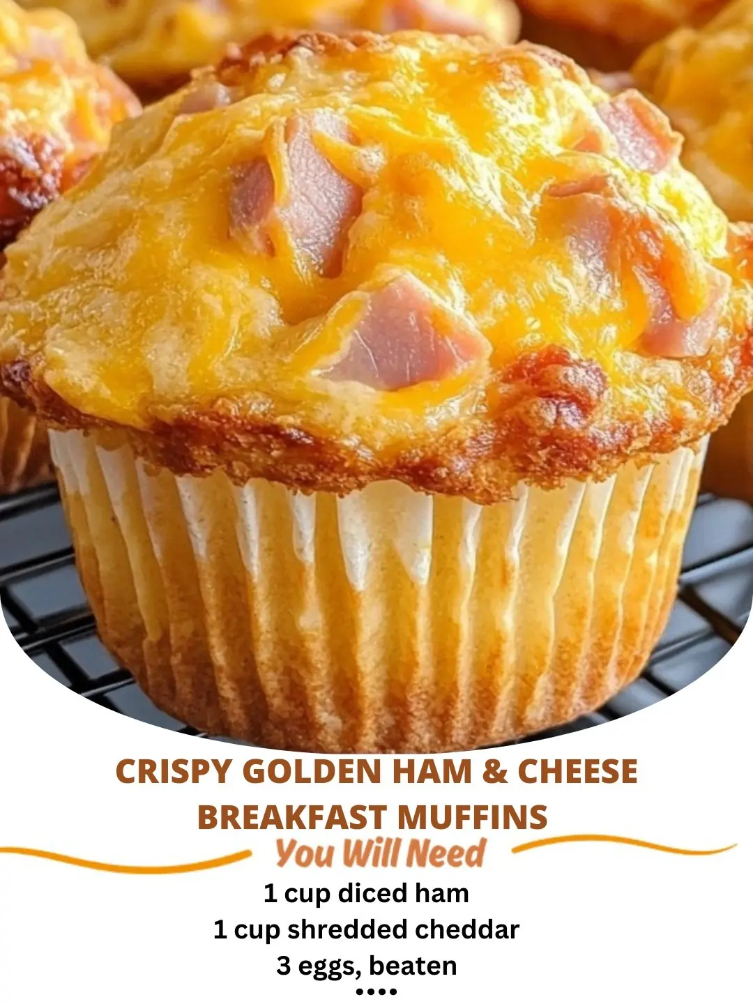 Crispy Golden Ham & Cheese Breakfast Muffins 🧀🥓