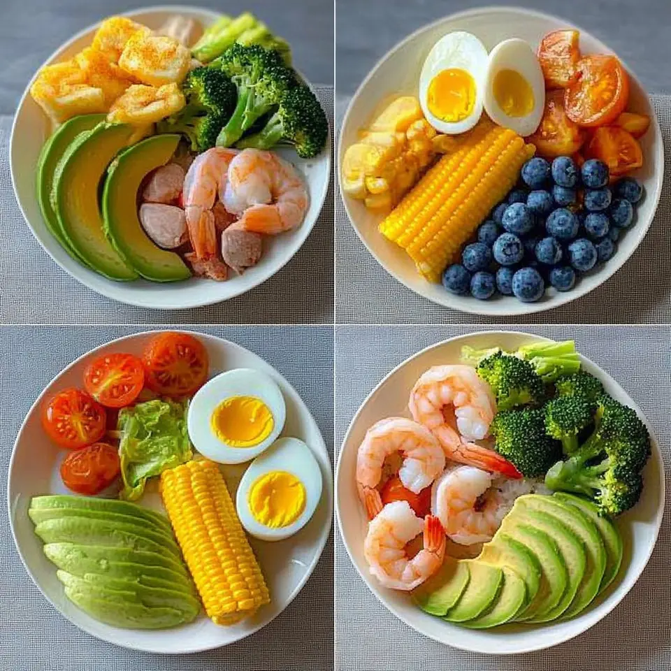 4 Healthy and Colorful Plates for a Balanced Meal 🍽️🥑🦐