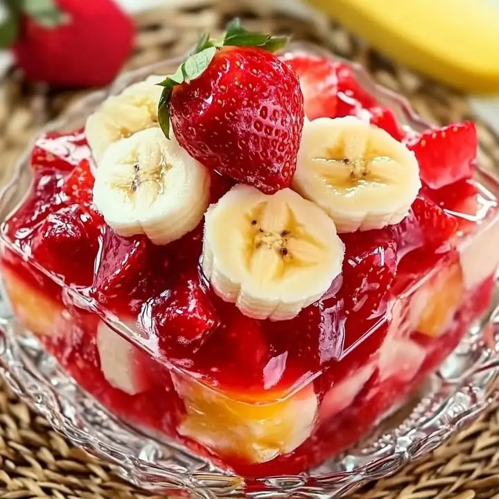 Strawberry, Banana, and Pineapple Jello Salad